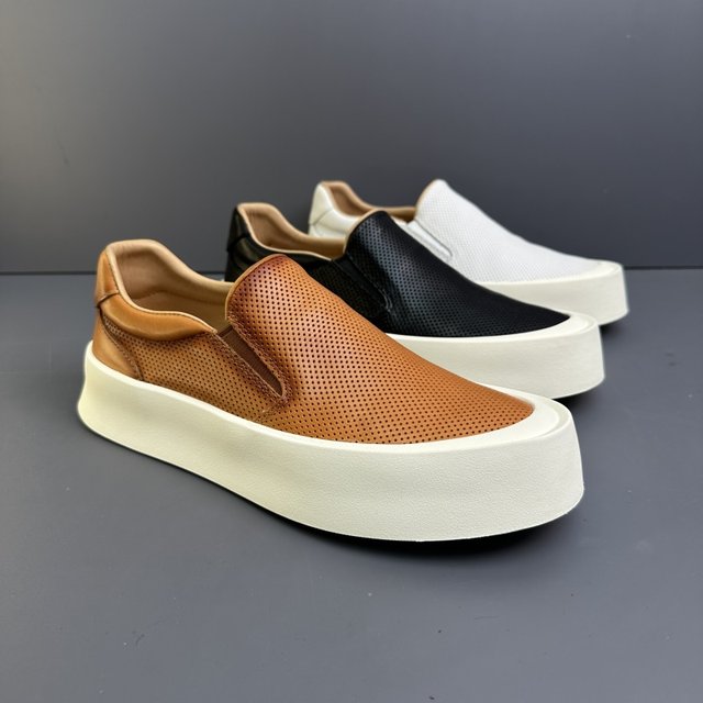 Men's shoe tide shoes summer breathable retro men's loaf shoes hollow ...