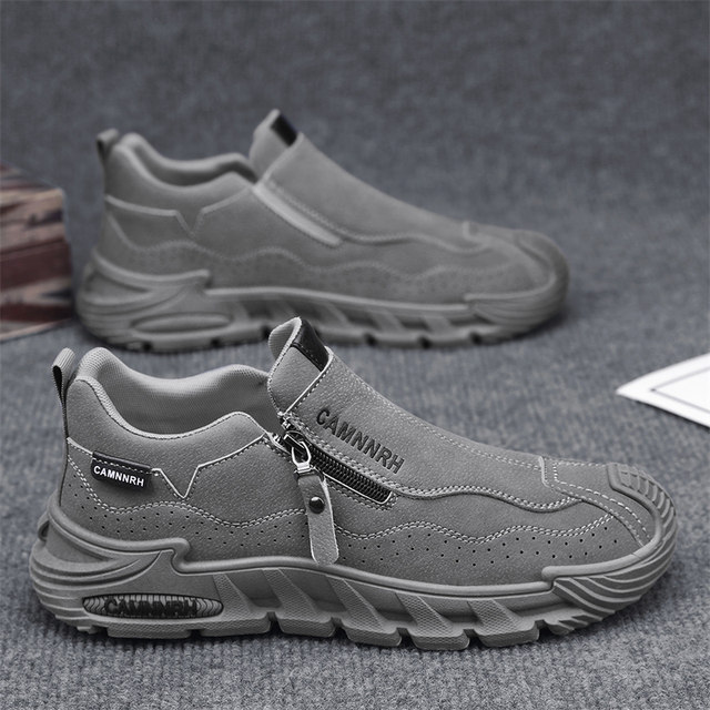 Men's shoes for one foot, spring work shoes, men's side zipper, casual ...
