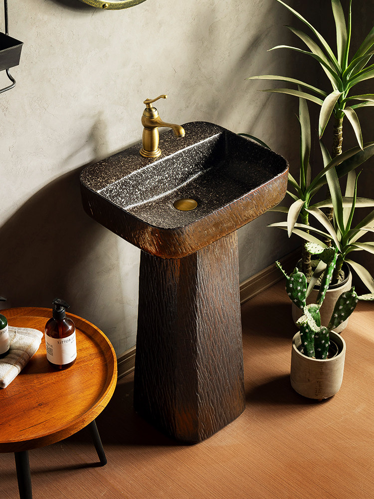 Xinhe Ceramic Wash Basin - Retro Column Sink for Courtyard