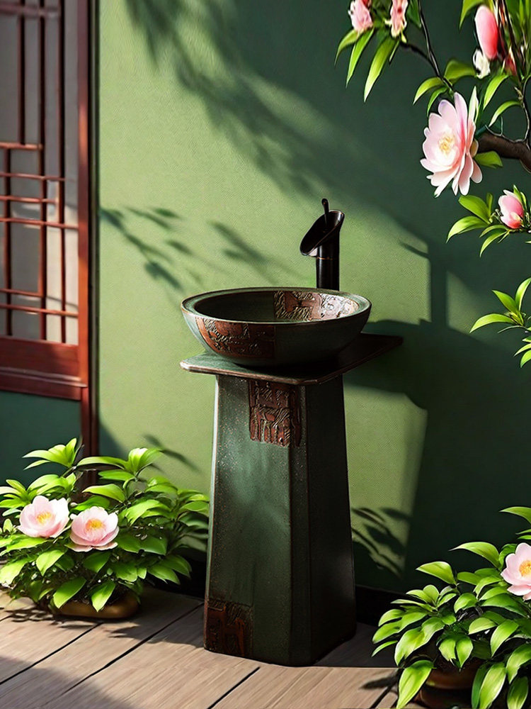 Xinhe Ceramic Column Basin - Retro Floor Standing Wash Basin