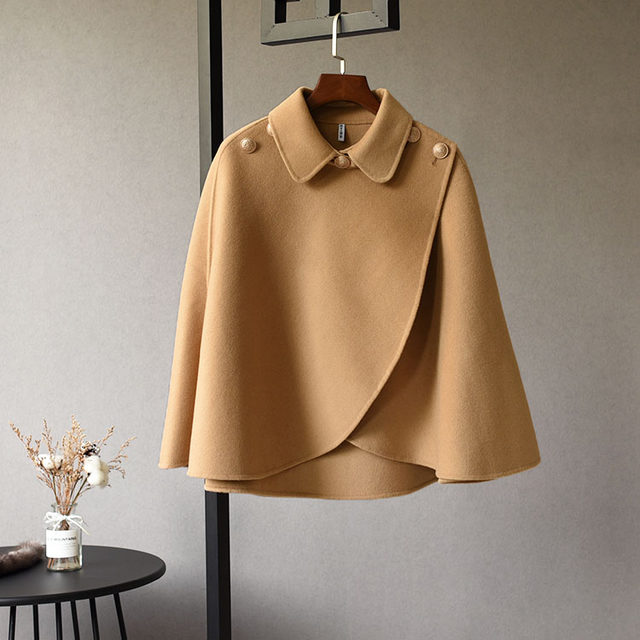 Temperament celebrity style double-sided zero cashmere shawl coat wool ...