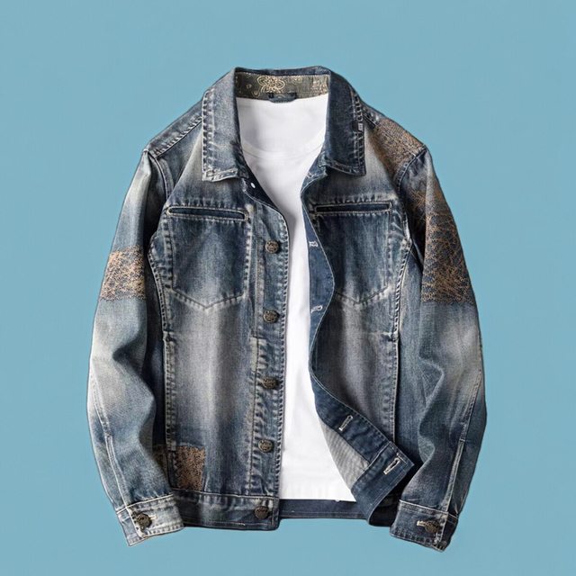 High-end denim jacket for men in spring and autumn, popular embroidery ...