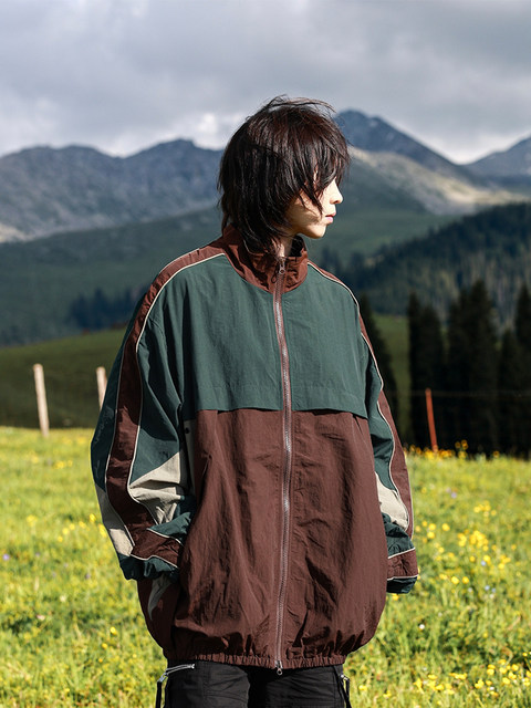 Bread and Good Weather American Retro Spliced Waterproof Jackets Men's ...