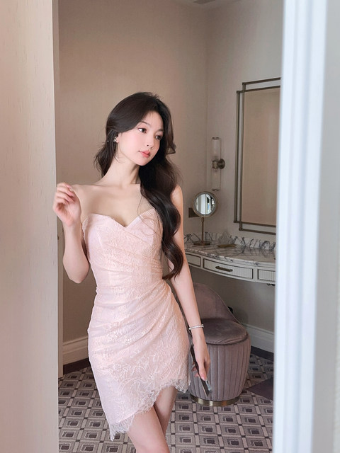 Dfay lace skirt fixed pink pink design sensor bag hip repair sweet sexy ...