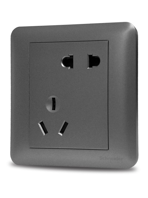 Schneider switch socket wall panel free fluorescent ins gray 86 five-hole USB power supply 16a