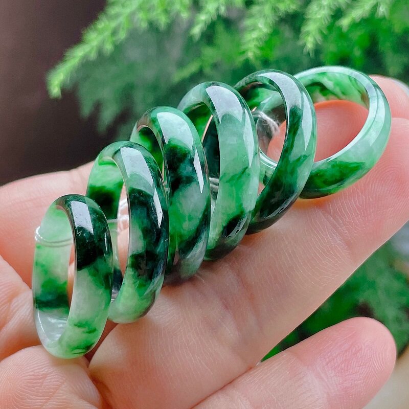 Zhongxian Myanmar Jade A-Grade Ice Glutinous Flower Ring - Green Sun ...