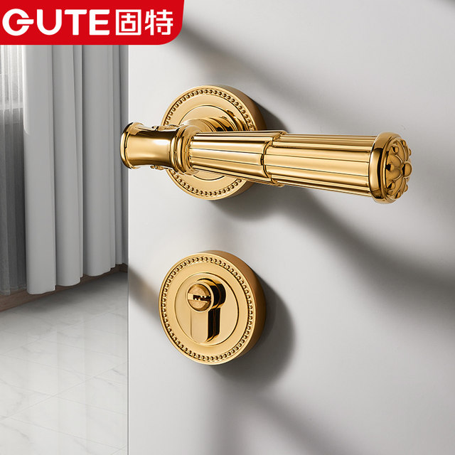 Gute French Golden Door Lock Room In the bedroom quiet wooden door lock ...