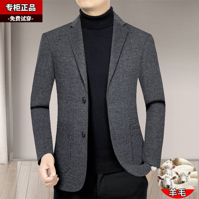 100% wool double-sided suit men's spring and autumn pure wool suit ...