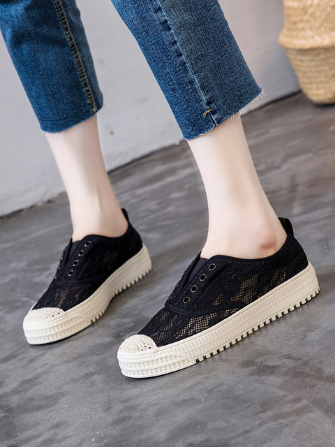 Ccvv Fisherman Shoes Women's 2025 Summer New Lace Mesh Flat Bottom ...