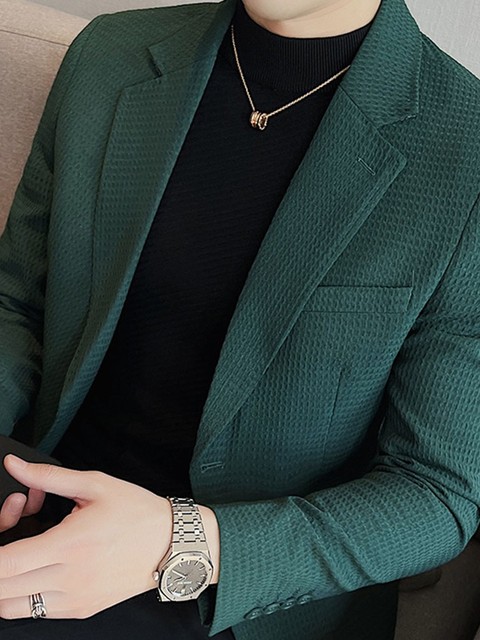 Spring men's slim solid color suits British male Huafe single buckle ...