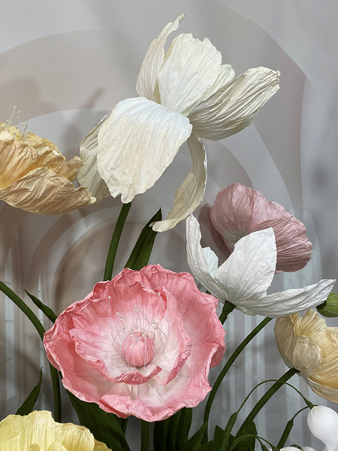 Paper art flower wedding props poppy poppy artificial flower wedding ...