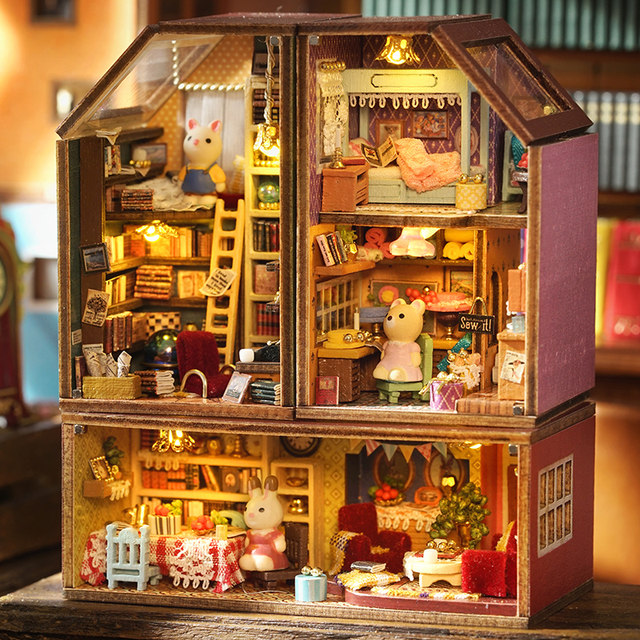 Building blocks diy cabin handmade town mini house model house building ...