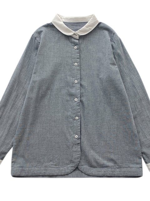 Japanese retro fine lattice shirt female spring and autumn literary ...