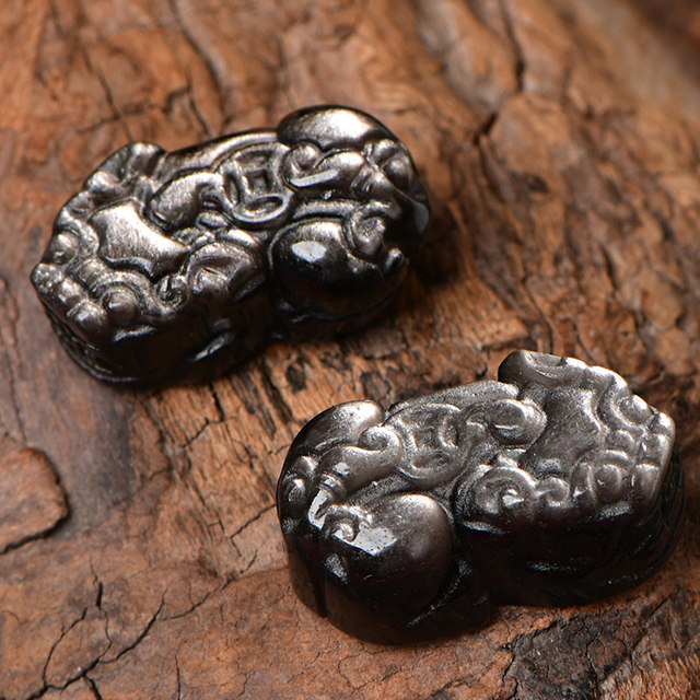 Natural silver obsidian small Pixiu diy crystal jewelry accessories ...