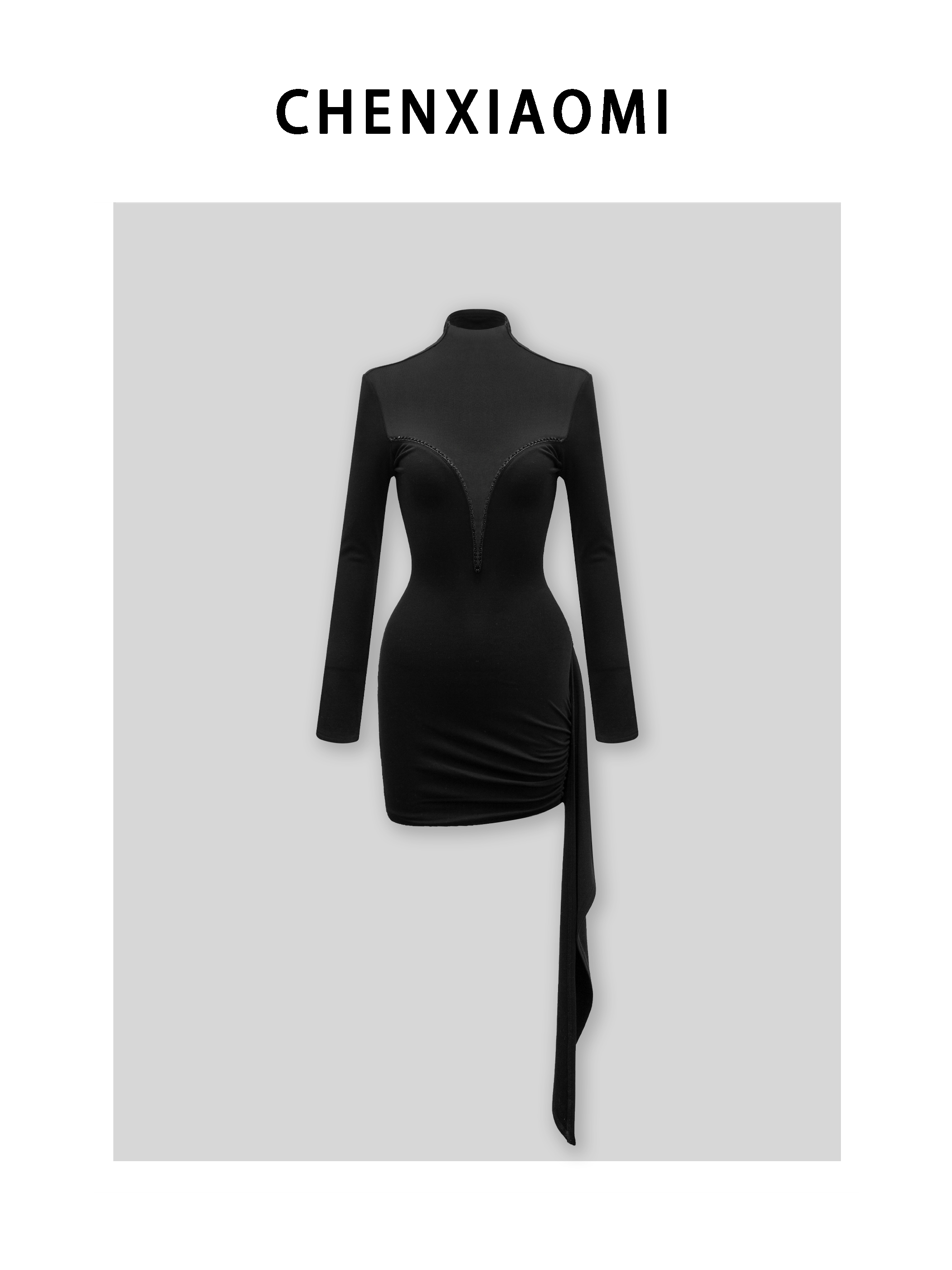 Revlon European and American hot girls temperament slim sexy turtleneck hip-clad dress 25/Y518