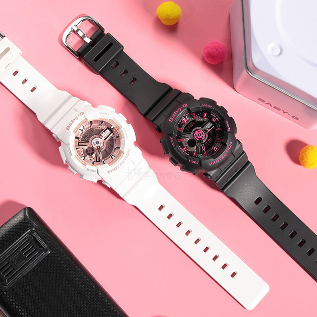 Casio student waterproof sports electronic watch BA-110-1A black gold ...