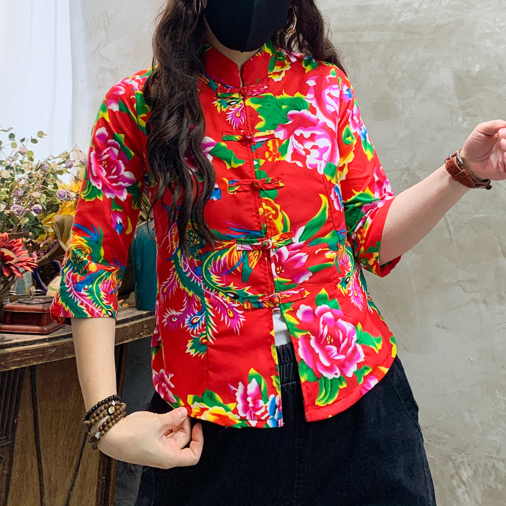 Tang Dynasty women's Chinese style modified cheongsam top Chinese retro ...