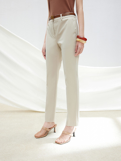 Langzi cotton suit pants 2025 spring new small foot straight pants high-end communication