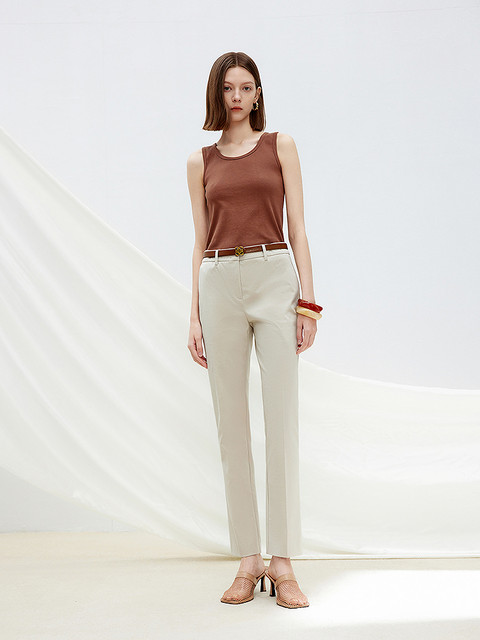 Langzi cotton suit pants 2025 spring new small foot straight pants high-end communication