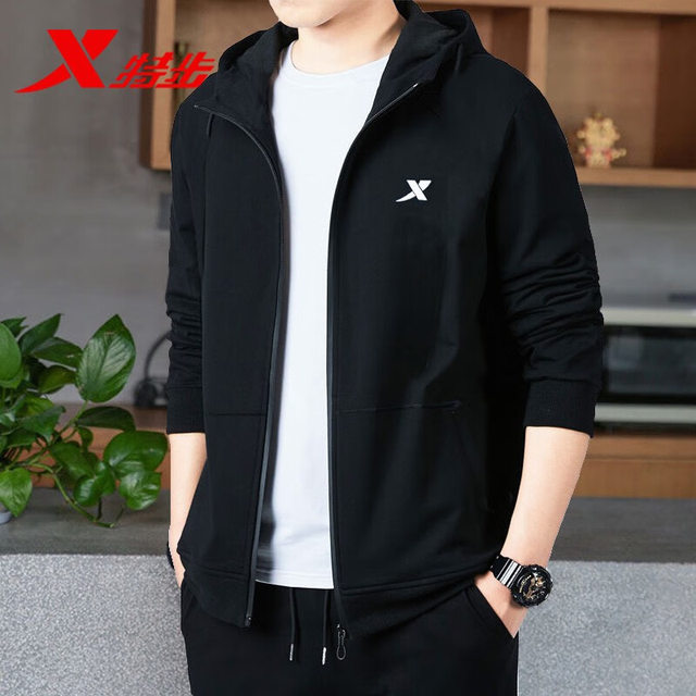 Xtep jacket men's autumn and winter new official flagship store thin hooded sweatshirt men's ...