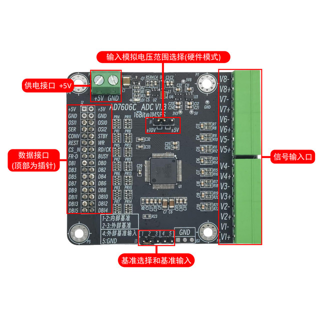 AD7606C-16 data collection module 16-bit ADC8 synchronous sampling frequency 1m single bipolar ...