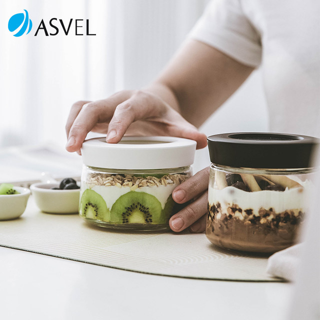Japanese Asvel overnight Oat Oat Cup Yogurt Cup Bowl with a built -in ...