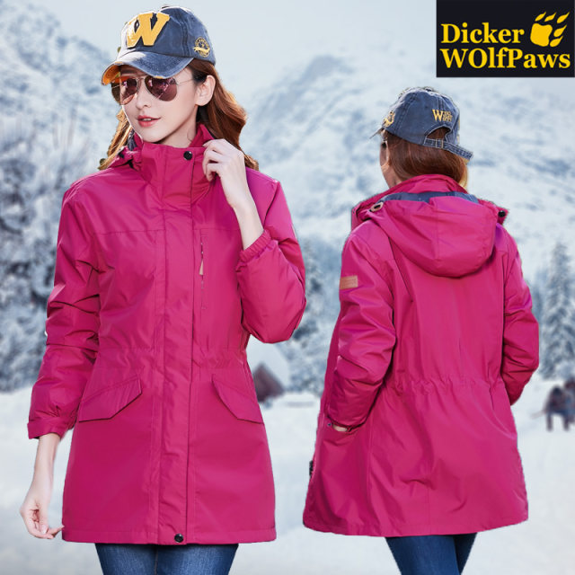 Outdoor jacket women's and men's mid-length two-piece three-in-one ...