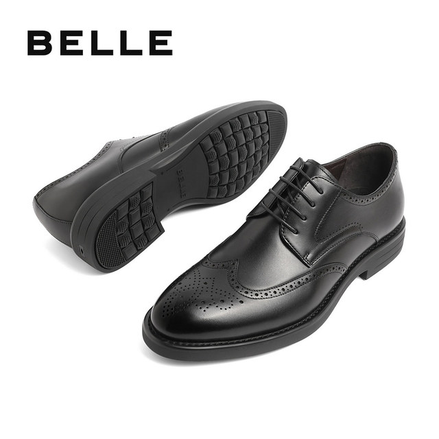 Belle Men's Leather Shoes Business Formal Shoes Autumn Groom Wedding ...