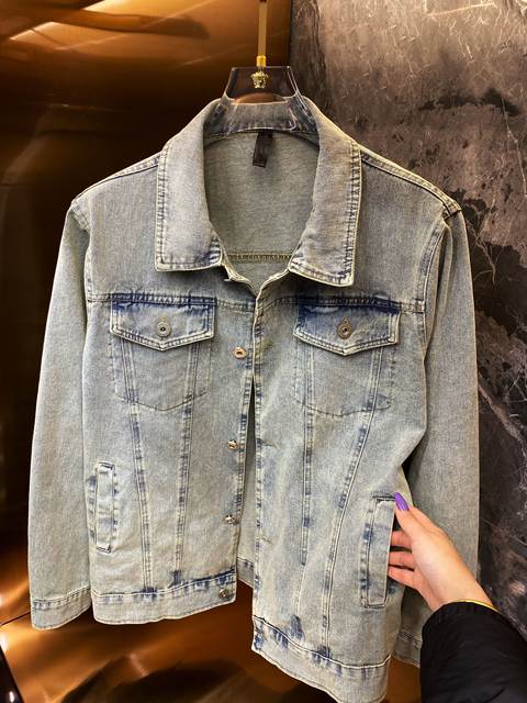 Cui Haoran's same style lapel denim jacket for men, retro Korean style ...