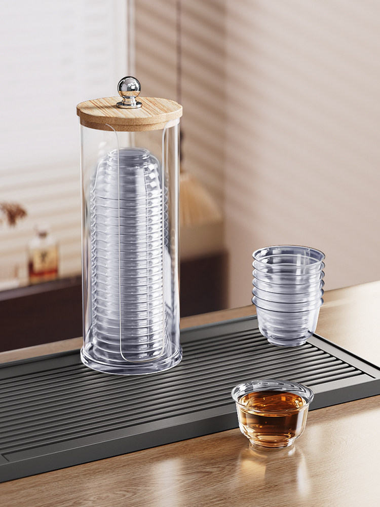 Disposable Tea Cup Storage Box - Transparent Rice Husk Kung Fu Cup ...