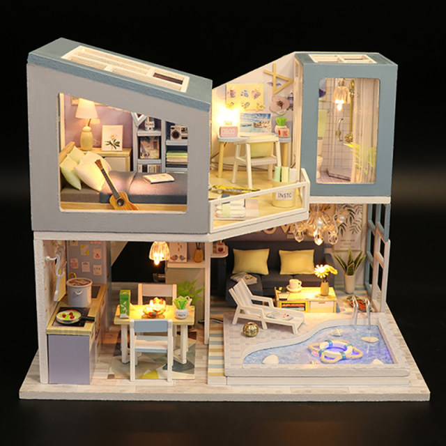 DIY hut the first see the villa attic hand -made house model model ...