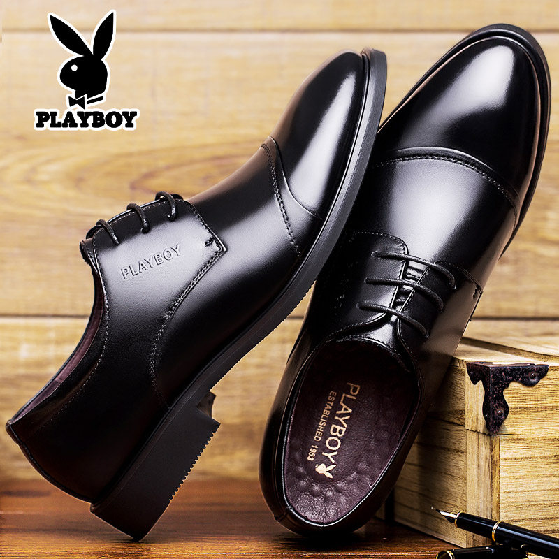 Playboy Leather Derby Shoes - Black Formal Business Shoes for Men