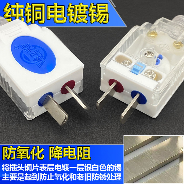 Without line translucent pure copper plug high-power 2-pin plug ...