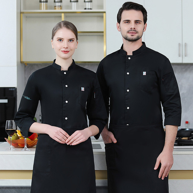 Chef's seven-quarter sleeve work clothes Western restaurant steak shop ...