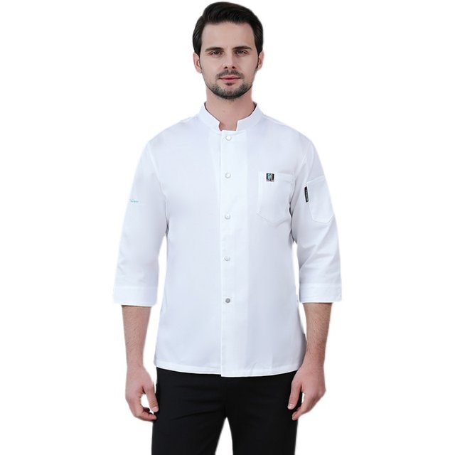 Chef's seven-quarter sleeve work clothes Western restaurant steak shop ...