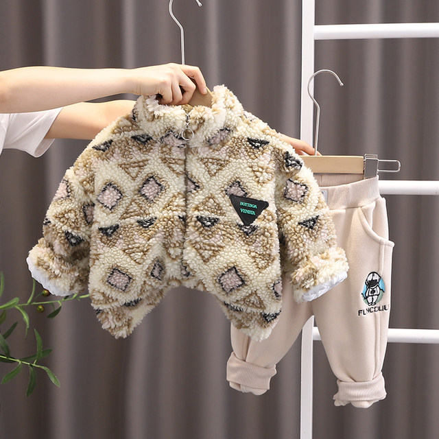 Baby winter clothing set for boys in autumn and winter plus velvet and ...