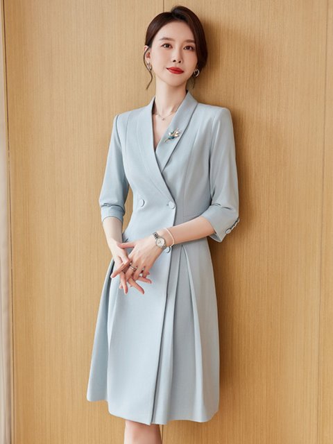 Host suit dress speech clothing women blue business formal dress ...
