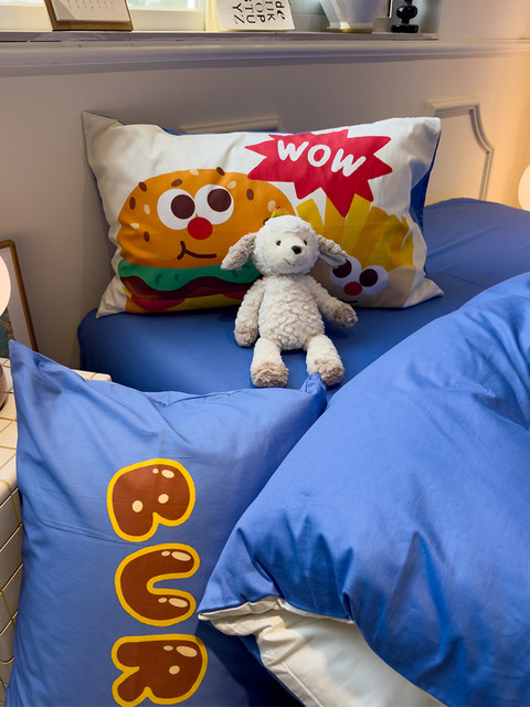 INS Wind Cartoon Burger French French fries bed four -piece cotton ...