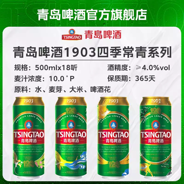 Tsingtao Beer 1903 Evergreen 500ml*18 cans