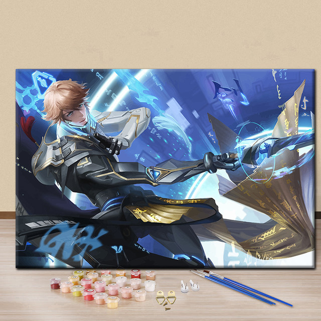 King of Glory male hero character series diy digital oil painting anime ...