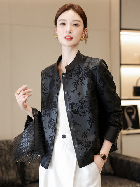 2025 new Haining genuine leather leather jacket for women short Chinese ...