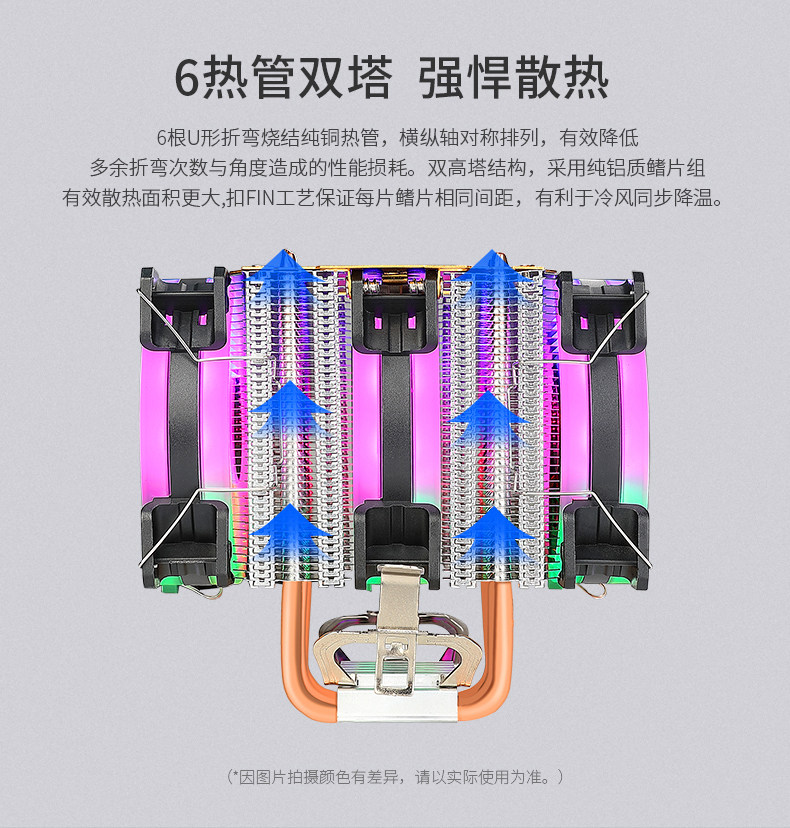Evesky Frost 600 CPU Cooler - 6 Heat Pipes, Copper, AM4/1155 Compatible