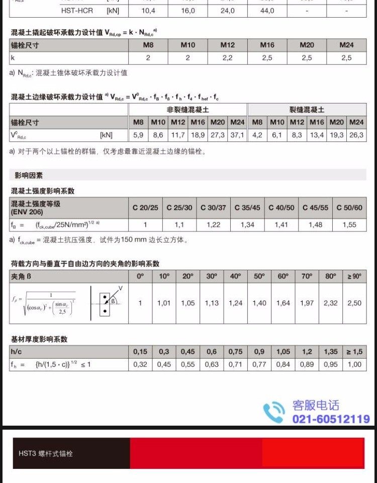 Hilti 금속 확장 볼트 hst3 m8 10 12 16 20 24 균열 콘크리트 동적 하중 지진