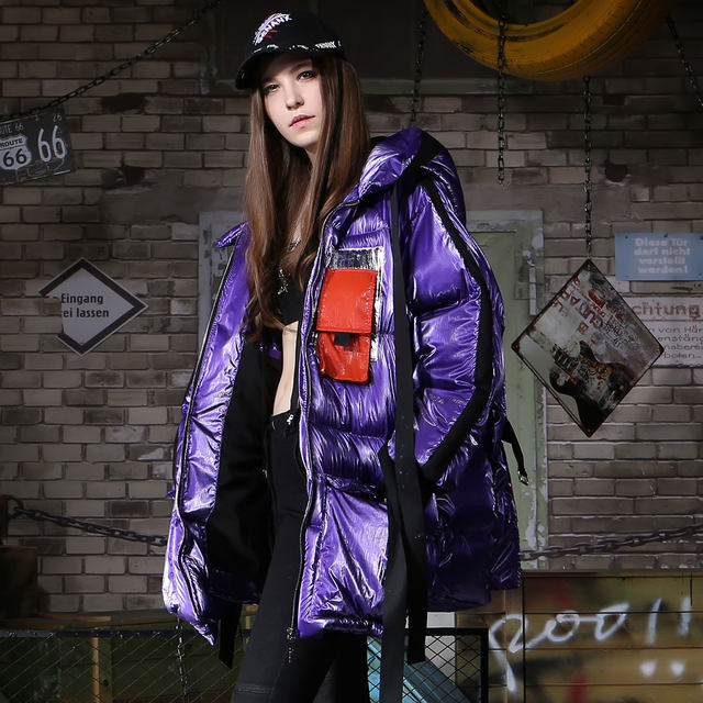 GENANX Lightning Fashion Brand Shiny Down Jacket Men's Medium Long ...