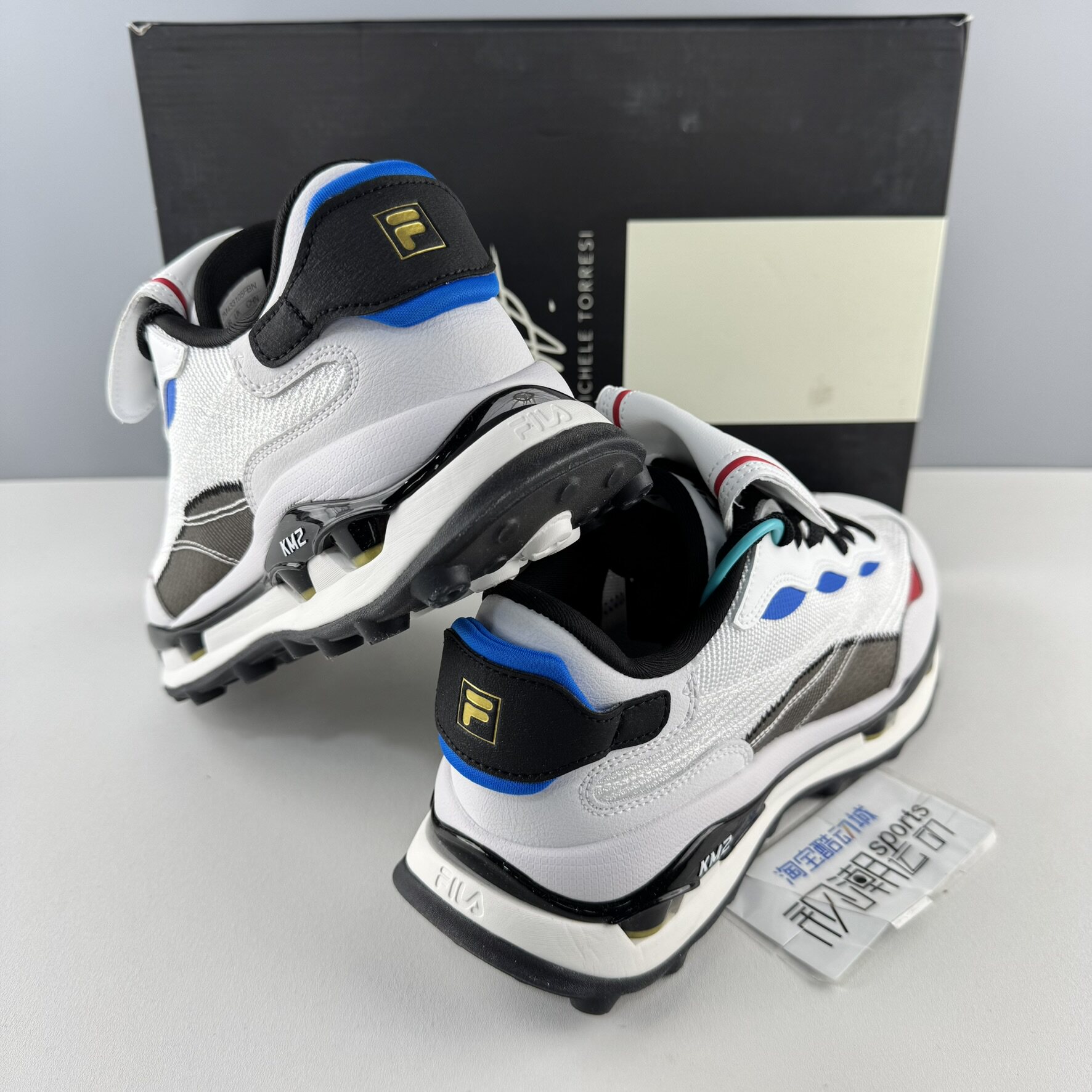 FILA Fila KM2 stacked shoes white gray men's retro versatile height ...