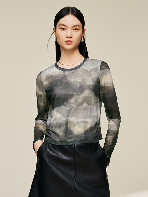 MOFAN fashionable temperament smudge printing design T-shirt women's ...