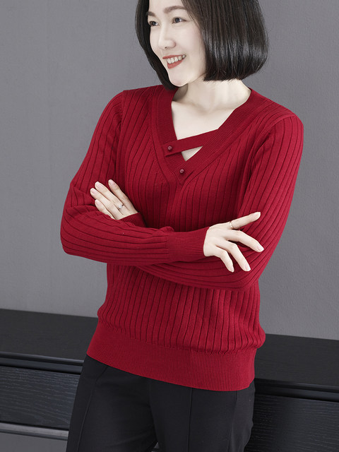 2025 Spring New Simple Pure Color V -neck Panels Loose Long -sleeved ...