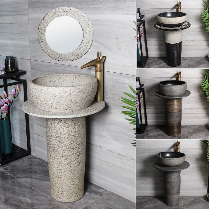 Ceramic Floor-Standing Wash Basin Pedestal for Balcony - Integrated ...