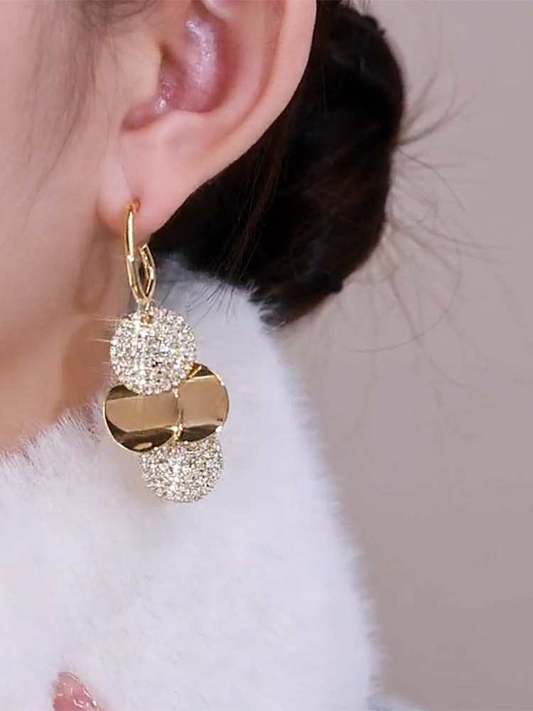 Full Tiantian Geometry Earrot Earrings Fashion Advanced French Metal ...