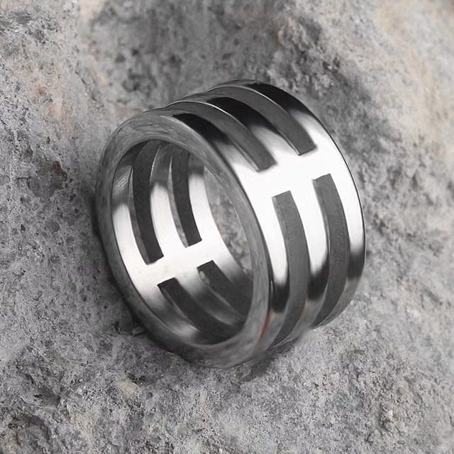 Punk men's ring, fashionable Korean titanium steel personalized ring ...